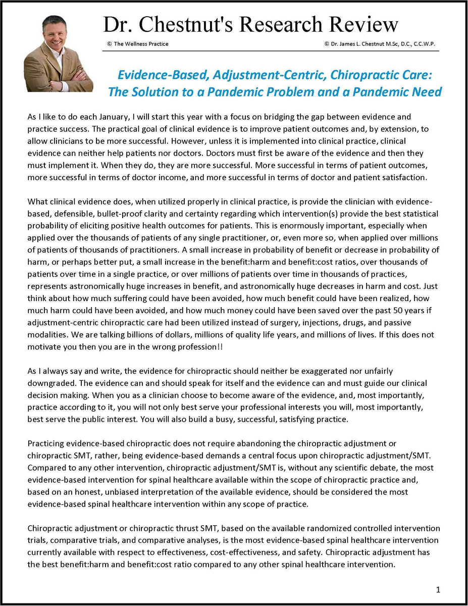 Evidence-Based, Adjustment-Centric, Chiropractic Care - Chestnut – The ...