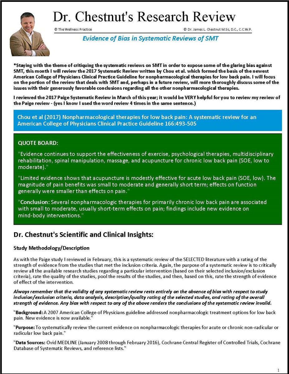 Evidence of Bias in Systematic Reviews of SMT - Chestnut – The Wellness ...
